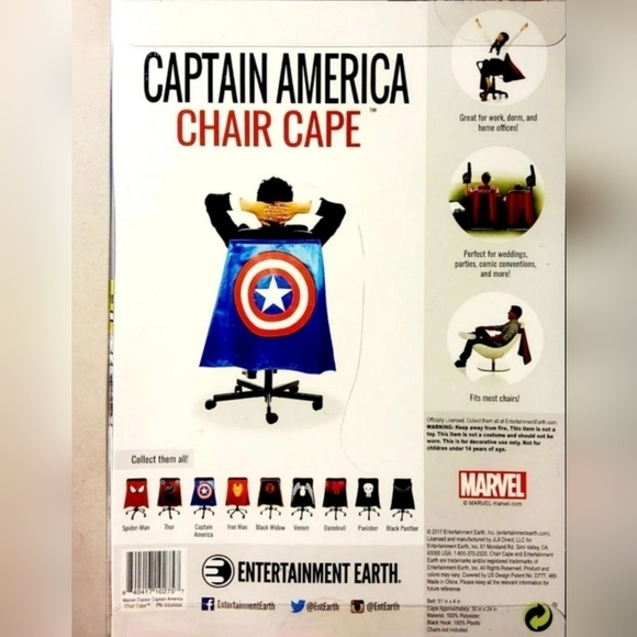 Marvel | Toys | Marvel Captain America Chair Cape From Entertainment ...